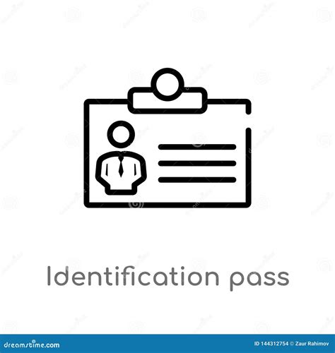 Outline Identification Pass Vector Icon Isolated Black Simple Line Element Illustration From
