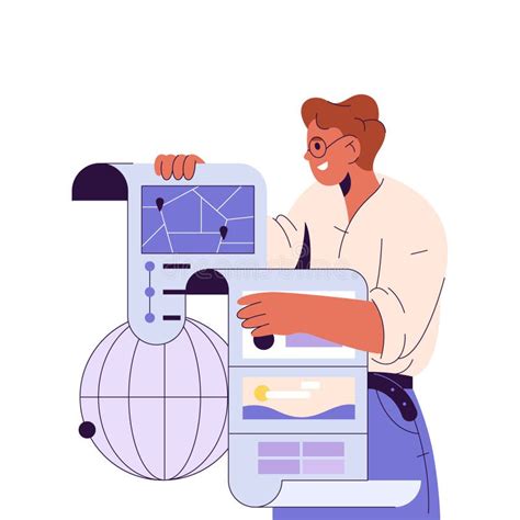 Online Navigation System With Globe And Mapvector Stock Illustration Illustration Of Mapping