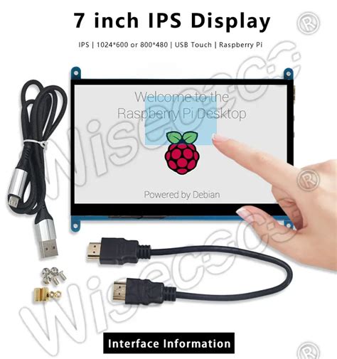 7 인치 1024x600 산업용 마이크로 Ips Lcd 용량 성 터치 스크린 라즈베리 파이 Lcd 디스플레이 드라이버 보드 키트 Lcd 화면 컨트롤러