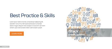 라인 아이콘이 있는 최고의 연습과 기술 배너 템플릿입니다 광고 헤더 웹 사이트에 대 한 현대 벡터 일러스트 패턴에 대한 스톡 벡터 아트 및 기타 이미지 Istock