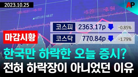 마감시황 한국만 하락한 오늘 증시 전혀 하락장이 아니었던 이유 Youtube