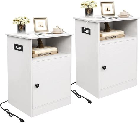 Dgydbguuh Nightstands With Charging Station Side Table Bedside Tables