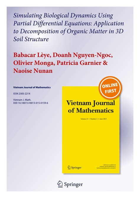 PDF Simulating Biological Dynamics Using Partial Differential Equations Application To