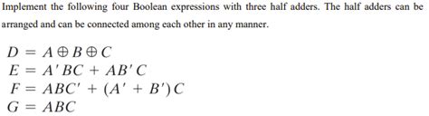 Solved Implement The Following Four Boolean Expressions With