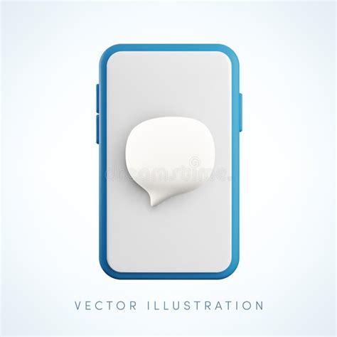 Vector Cartoon 3d Smartphone With White Screen And Empty Speech Bubble Cute Minimal Realistic