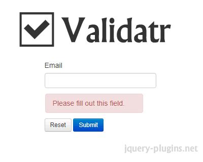 Validatr Cross Browser HTML5 Form Validation JQuery Plugins