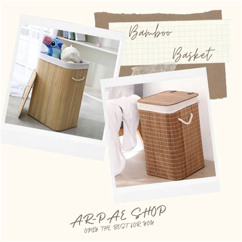 พร้อมส่ง ตะกร้าผ้าไม้ไผ่ทรงเหลี่ยม มีฝาปิด สไตล์ญี่ปุ่น มินิมอล มูจิ Bamboo Basket Shopee