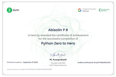 abisolin p r on linkedin python guvi learningjourney programming