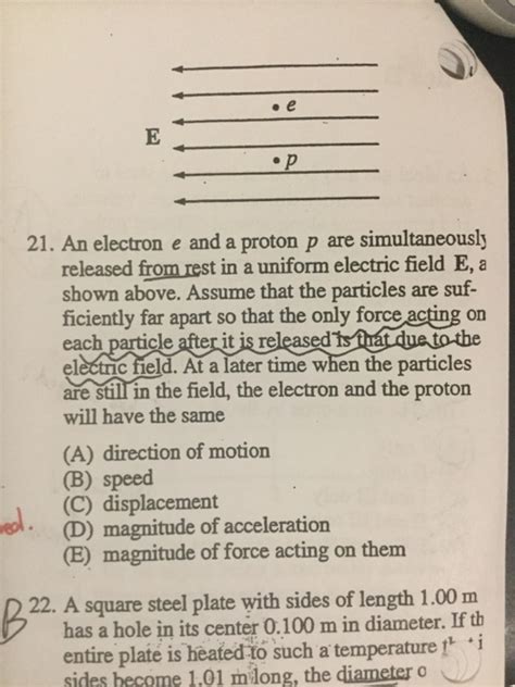 solved an electron e and a proton p are simultaneously