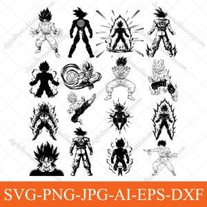 Dragon Ball Z Svg Bundle Dbz Svg Goku Anime Silhouette Goku Super