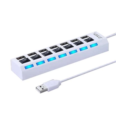 7 Port Usb 2 0 Hub On Off Switches Led Indicators Compatible With