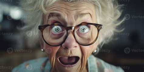 Ai Generated Ai Generative Old Woman Teacher In Glasses Looking At