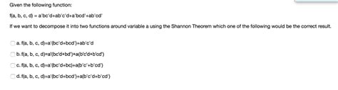Solved Given The Following Function F A B C D Chegg
