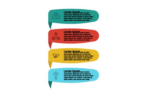 비즈니스 정보 프레젠테이션을 위한 인포그래픽 템플릿입니다 벡터 도형 및 아이콘 요소 최신 워크플로우 다이어그램 보고서 계획 4 주제 개념에 대한 스톡 벡터 아트 및 기타