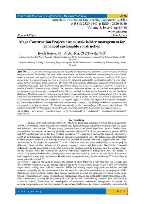 Pdf Mega Construction Projects Using Stakeholder Management For