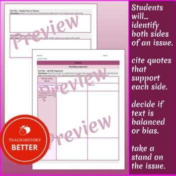 Identifying Arguments Printable Worksheet By Teach History BETTER
