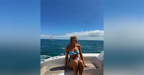 Megan Moroney Stuns In Tiny Blue Bikini During Boat Trip Photos