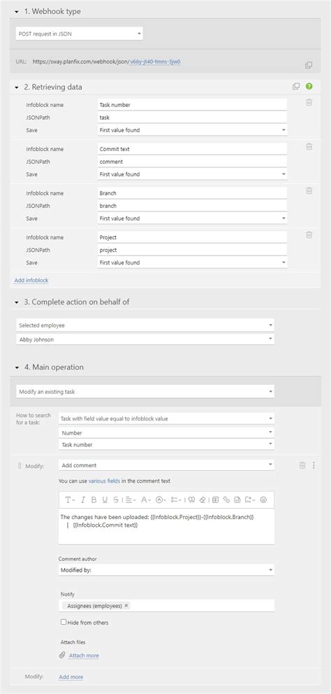 Webhook Accepts Data From Jenkins Planfix
