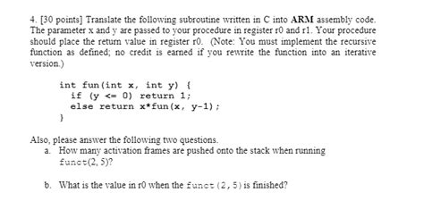 Solved 4 [30 Points] Translate The Following Subroutine