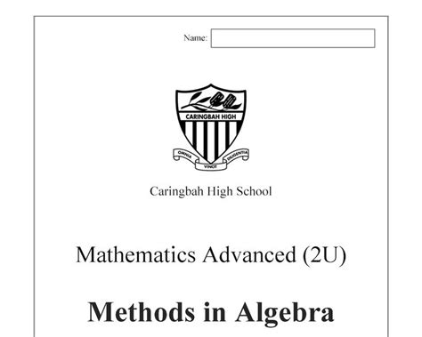 Advanced Booklets Booklets For The Mathematics Advanced NSW Course Produced By Caringbah High