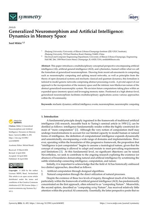Pdf Generalized Neuromorphism And Artificial Intelligence Dynamics