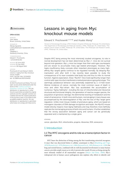 Pdf Lessons In Aging From Myc Knockout Mouse Models