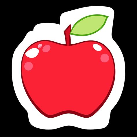 Premium Vector Red Apple With Stem And Leaf Healthy Vegetarian Food Cartoon Sticker In Comics