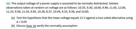 Solved Q The Output Voltage Of A Power Supply Is Assumed Chegg Com