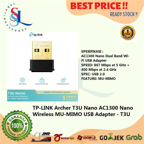 Jual TP LINK Archer T3U Nano AC1300 Nano Wireless MU MIMO USB Adapter T3U Shopee Indonesia