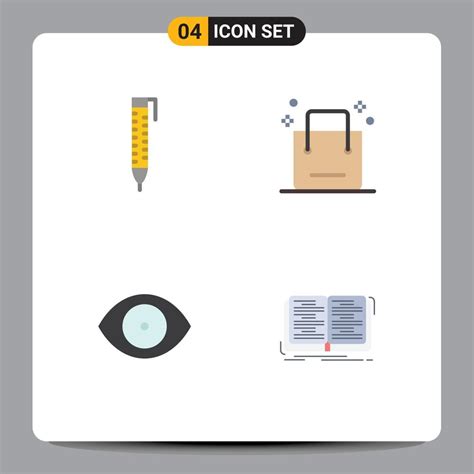 User Interface Pack Of 4 Basic Flat Icons Of Pen Face Bag Shop Vision Editable Vector Design