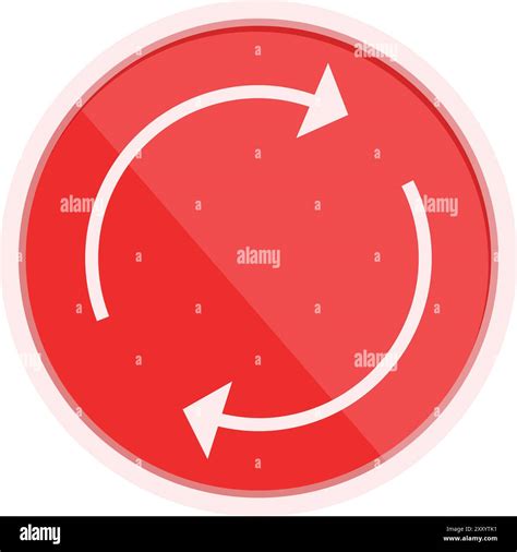 Circular Red Button Showing Two White Arrows Forming A Circle And Giving A Reload Symbol Stock