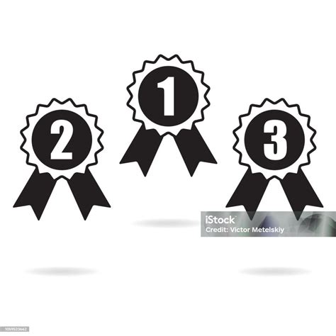 수상 리본 또는 메달 세트 흰색 배경에 고립 첫째 두 번째 및 세 번째 장소 벡터 아이콘 또는 기호입니다 1에 대한 스톡 벡터 아트 및 기타 이미지 Istock