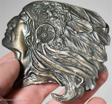 Vintage Solid Brass Native American Indian Chief Head Gem