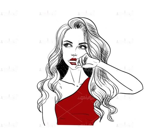 خرید و قیمت دانلود وکتور پرتره زن کارتونی با لباس قرمز تیره ترب