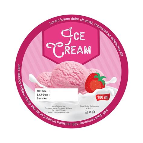 Premium Vector Strawberry Ice Cream Label Design