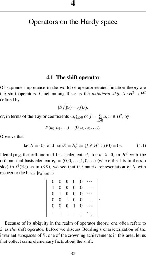 Operators On The Hardy Space Chapter 4 Introduction To Model Spaces And Their Operators