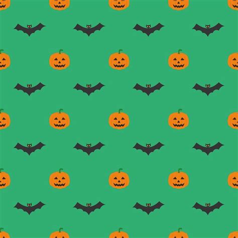 할로윈 패턴 미소와 녹색 배경에 재미있는 만화 캐릭터 호박 프리미엄 벡터
