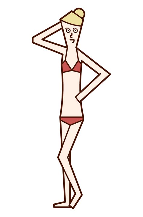 수영복을 입은 여성의 일러스트 무료 일러스트 소재집 Kukukeke