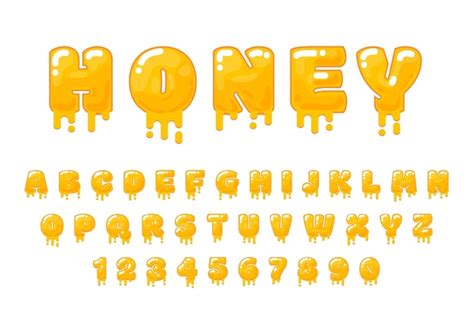 Premium Vector Honey Letters Yummy Liquid Font Melting Numbers Sweet