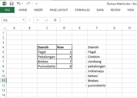 Terus Belajar Rumus Match Di Microsoft Excel