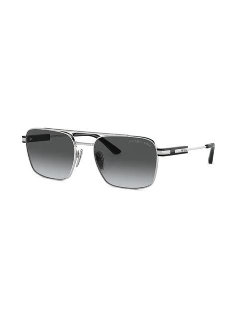 Prada Eyewear Square Frame Sunglasses Silver Farfetch
