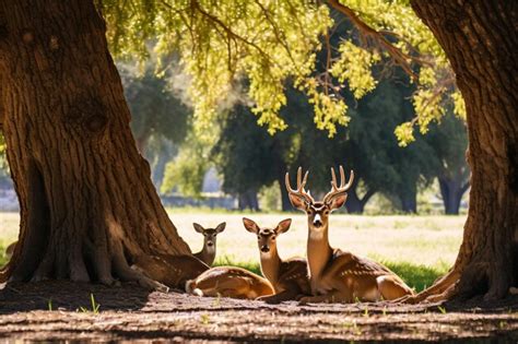 Premium AI Image A Group Of Deer Sitting Under A Tree