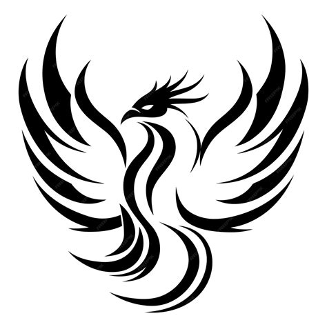 Black And White Stylized Phoenix Logo Perfect For Branding Or Tattoo