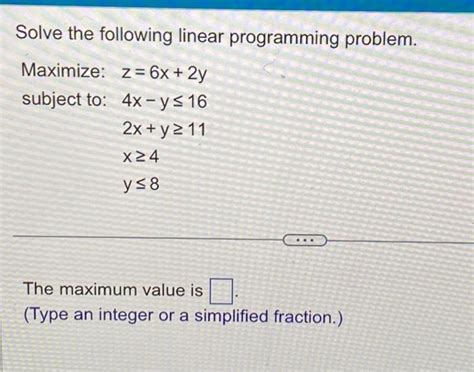 Solved Solve The Following Linear Programming Problem