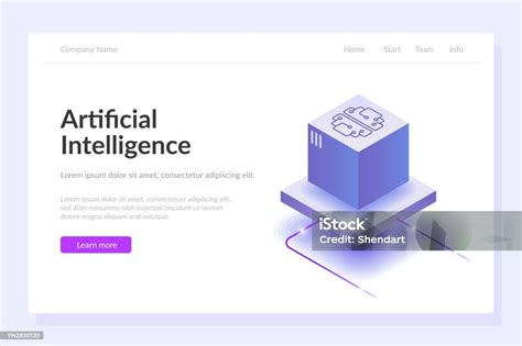인공 지능 웹 서식 파일입니다 데이터 처리 프로세스입니다 큰 컴퓨팅 파워 현대 기술의 발전 3차원 형태에 대한 스톡 벡터 아트
