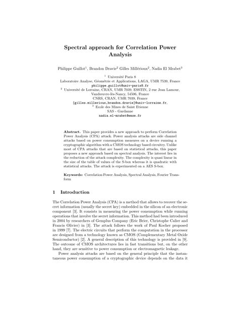 Pdf Spectral Approach For Correlation Power Analysis