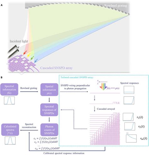 An On Chip Photon Counting Reconstructive Spectrometer With Tailored Cascaded Detector Array