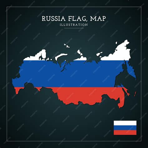 Векторная иллюстрация карты флага России | Премиум векторы