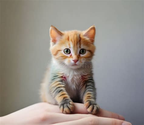 Very Small Cute Tiny Cat Sits On Female Finger Stock Illustration Illustration Of Finger High