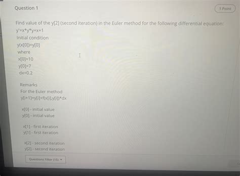 solved question 1find value of the y[2] second iteration